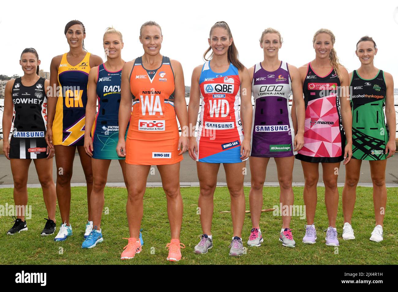 (L to R) Captains of the eight Super Netball teams, Madi Robinson of ...
