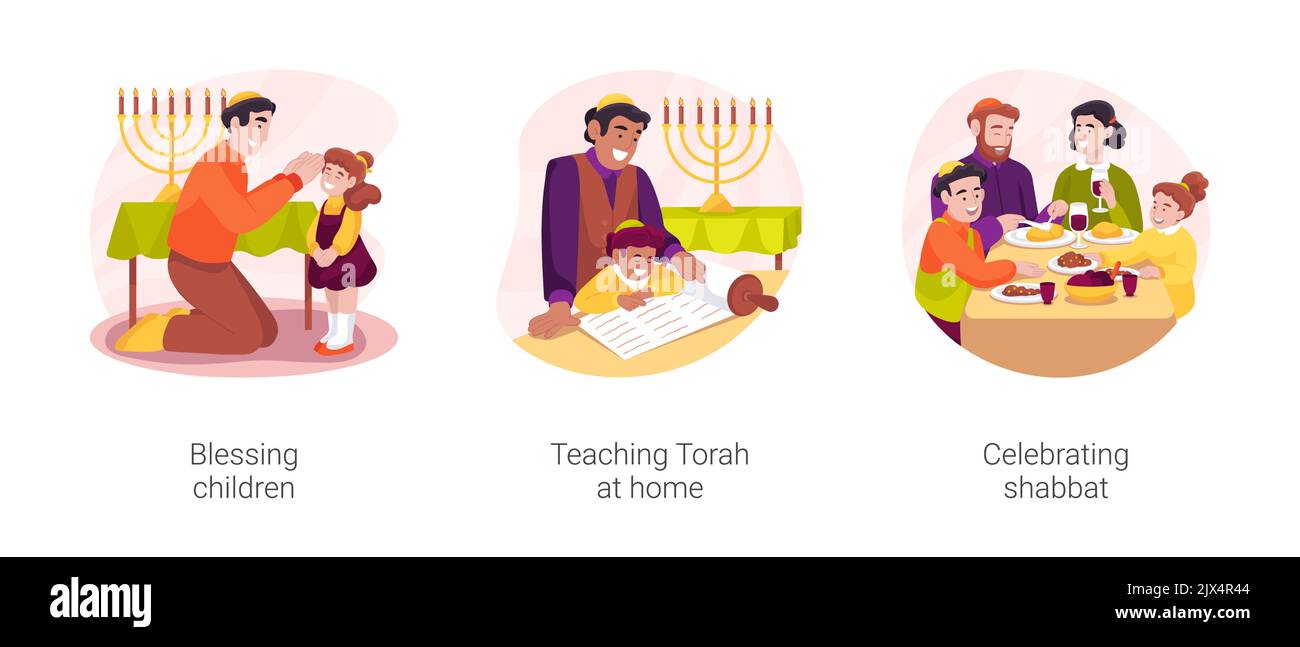 Jewish traditions isolated cartoon vector illustration set Stock Vector ...