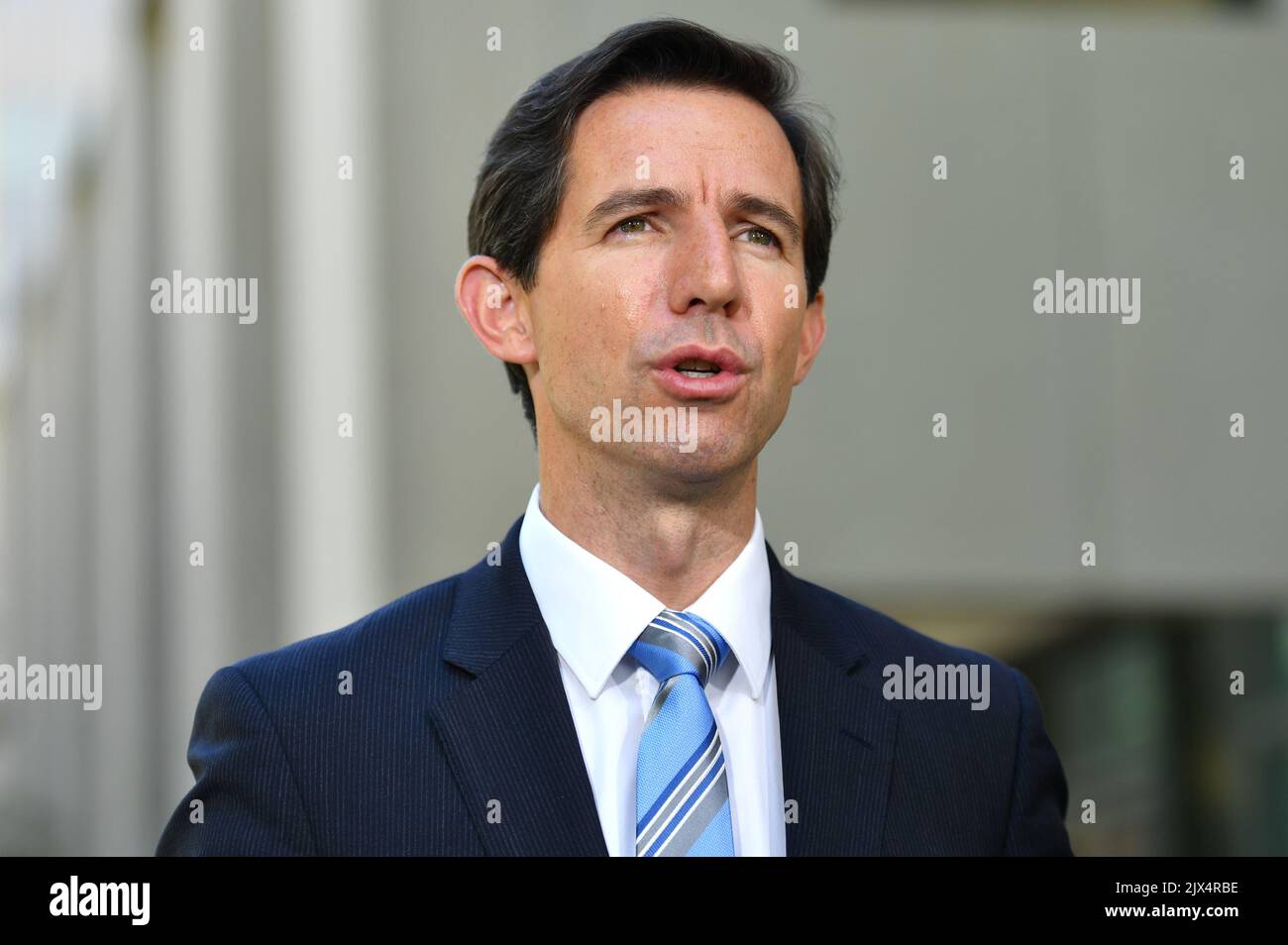 Minister for Education Senator Simon Birmingham at a press conference ...