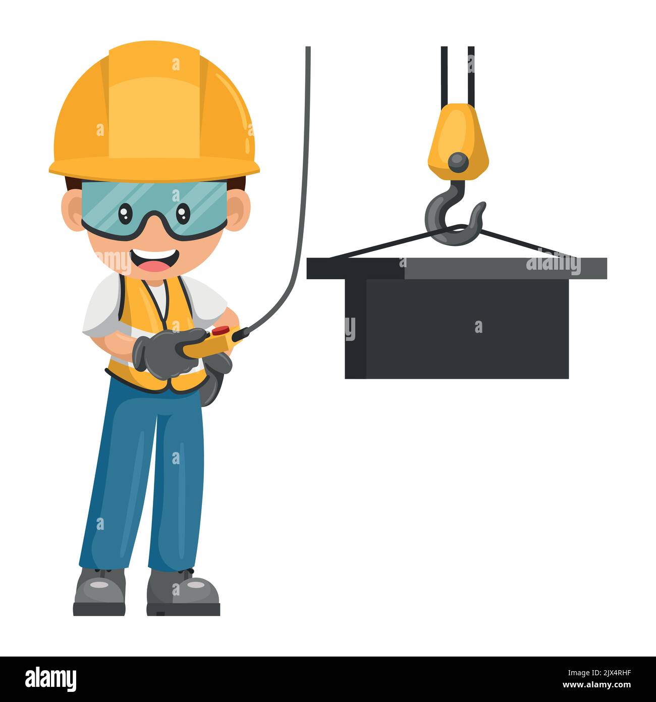 Industrial construction worker using an overhead crane to move a piece ... Industrial construction worker using an overhead crane to move a piece ...