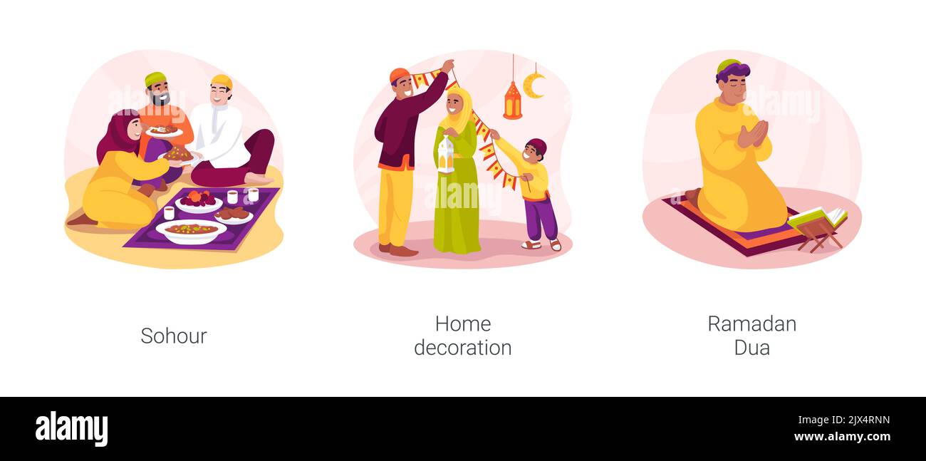 Ramadan isolated cartoon vector illustration set Stock Vector Image ...