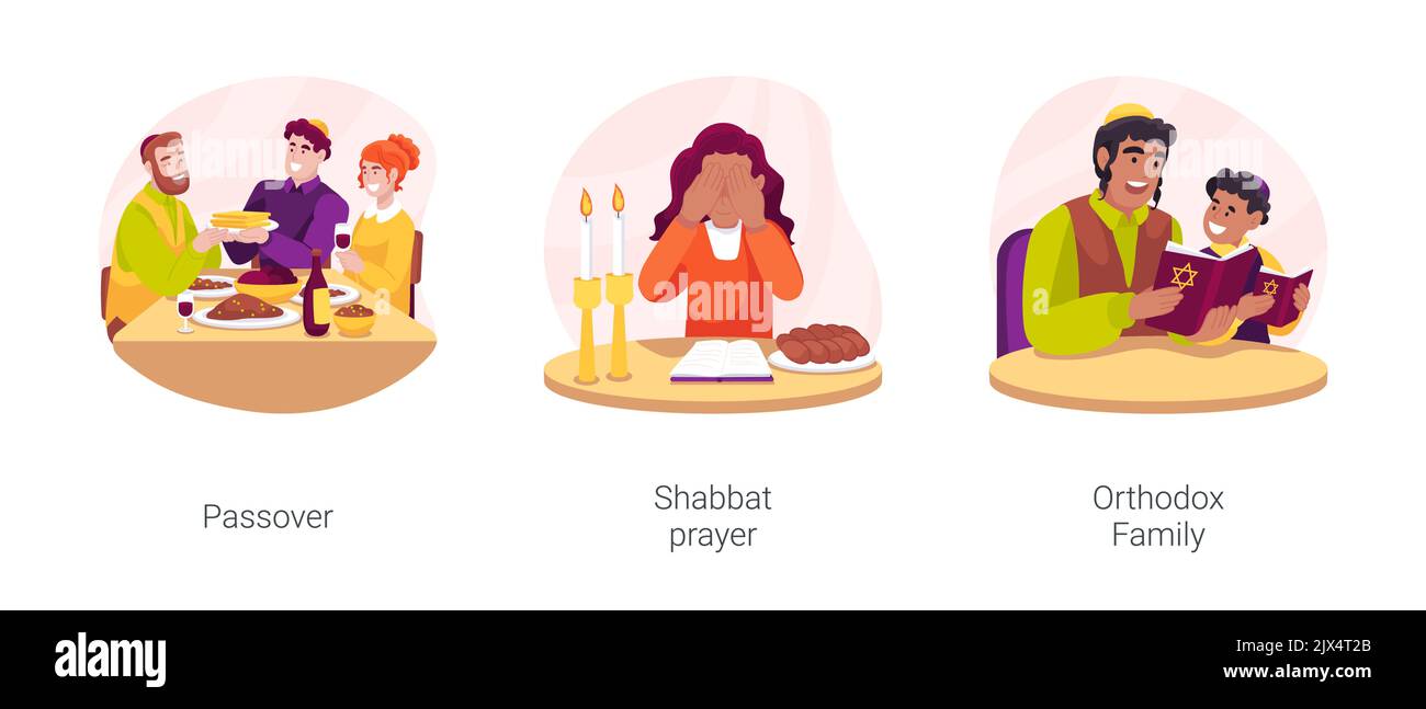 Jewish rituals isolated cartoon vector illustration set Stock Vector ...