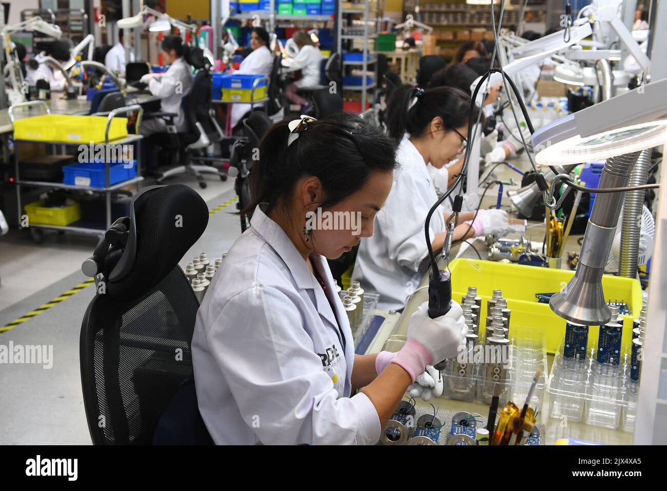 Stock image of manufacturing workers at the Rode Microphones factory in ...