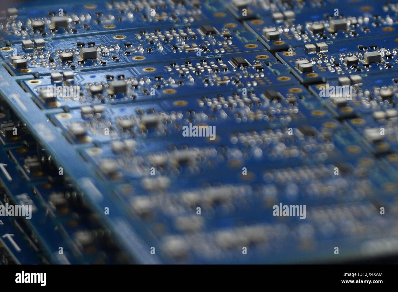 Stock image of circuit boards at the Rode Microphones factory in Sydney ...