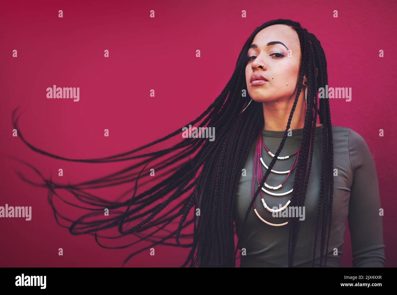 African women braids hair style hi-res stock photography and images - Alamy