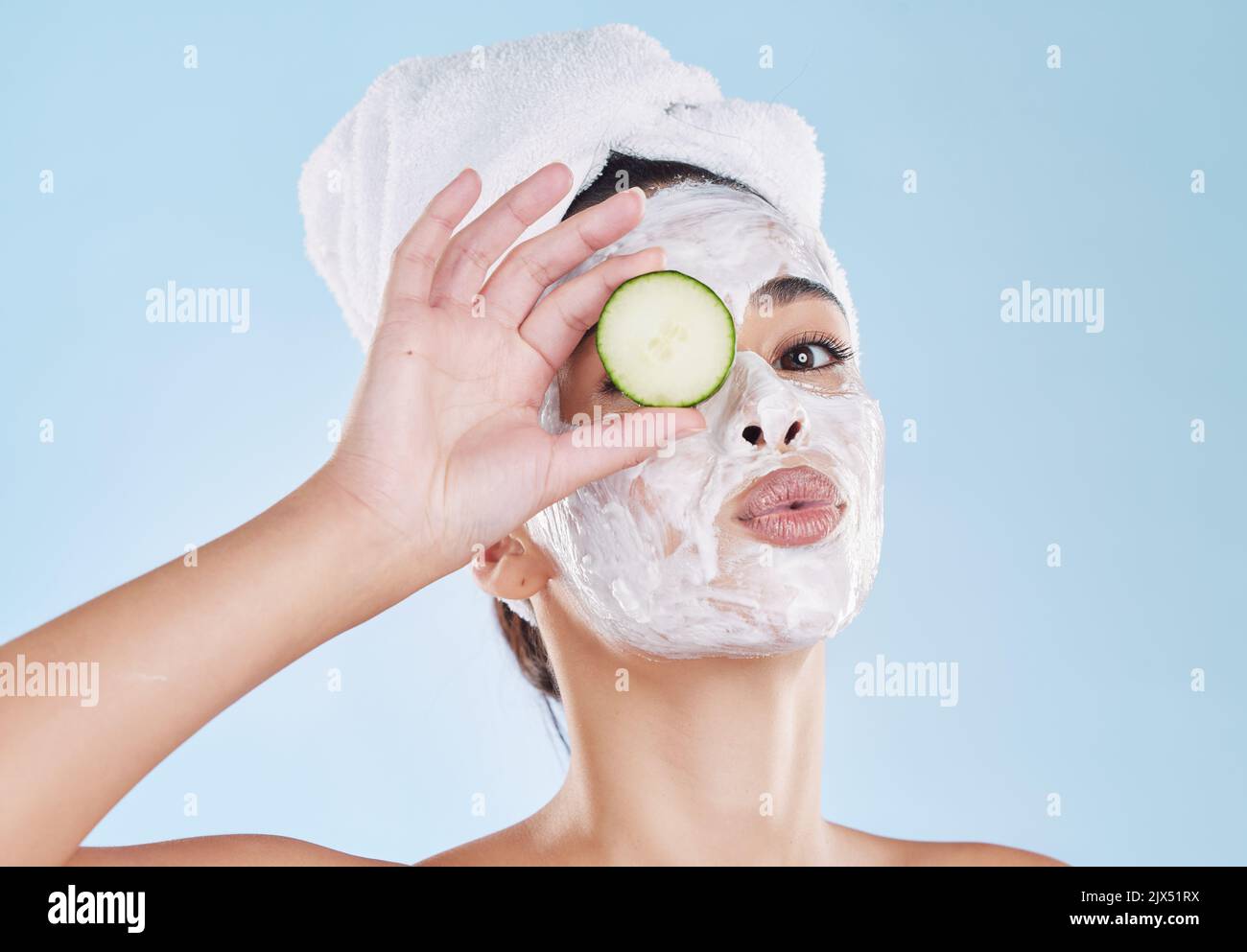 Skincare, facial and wellness skin product of a woman with face cream ...