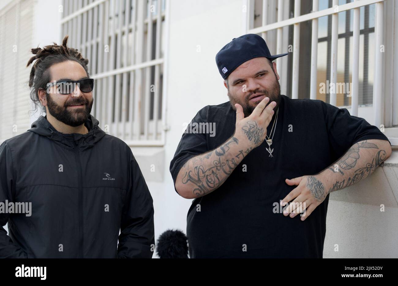 Adam Briggs (right) and Trials from A.B. Original pose for photographs ...