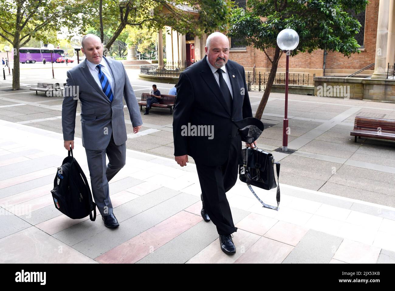 Detective Inspector Paul Jacob (right) arrives to give evidence at the ...