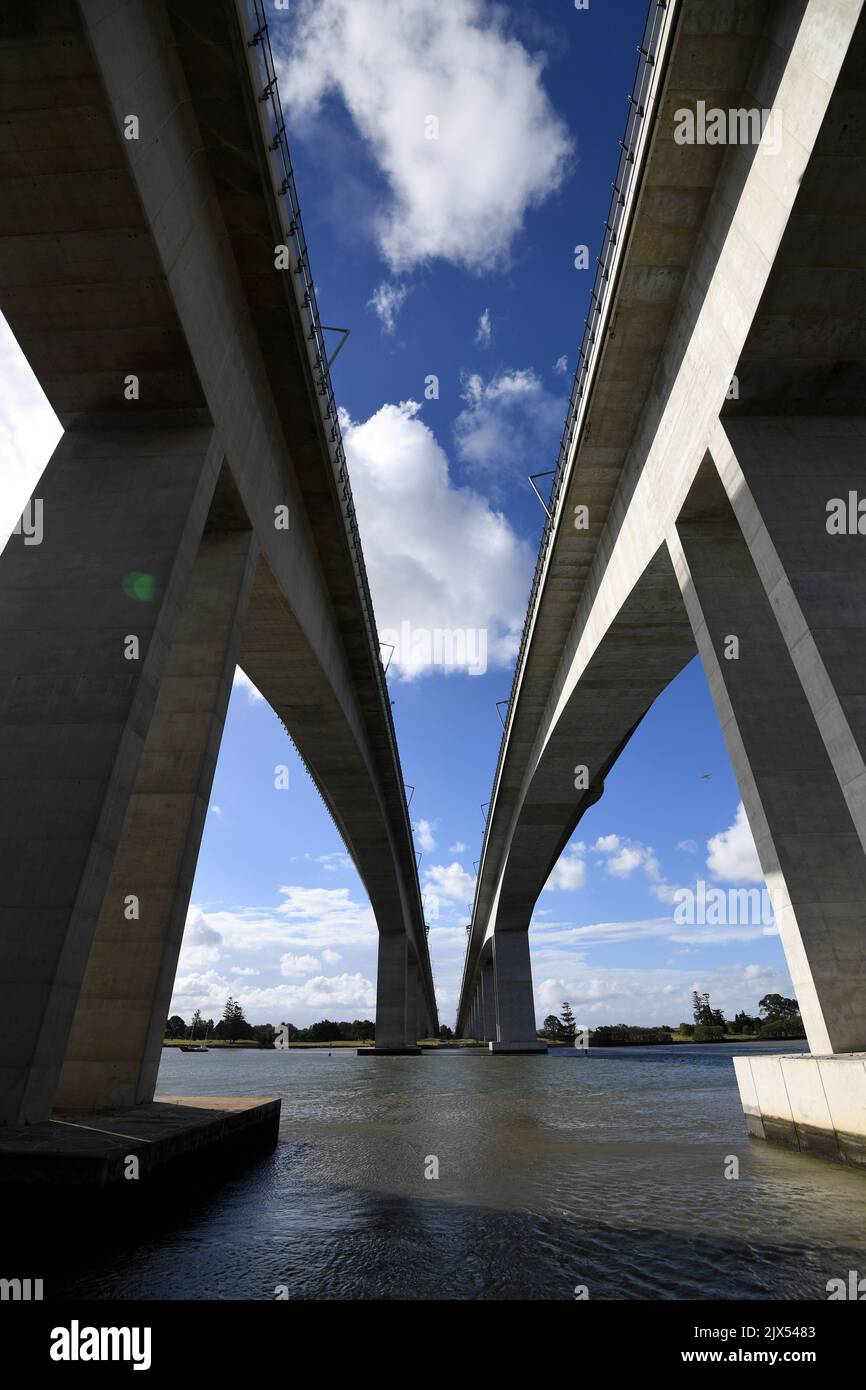 A stock image of the Sir Leo Hielscher Bridges, known as the Gateway ...