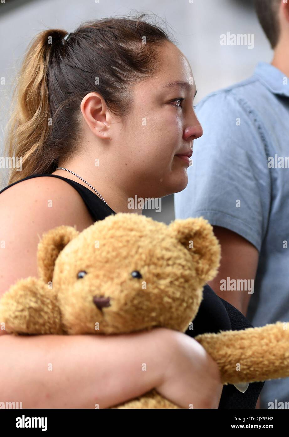 Simone Tonkin reacts as she and her husband Martin Tonkin arrive at the ...