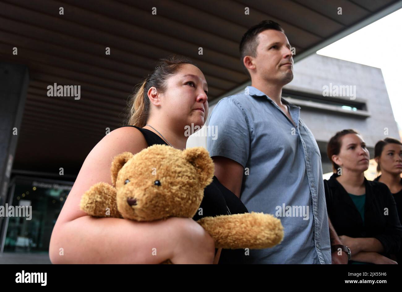 Simone Tonkin reacts as she and her husband Martin Tonkin arrive at the ...