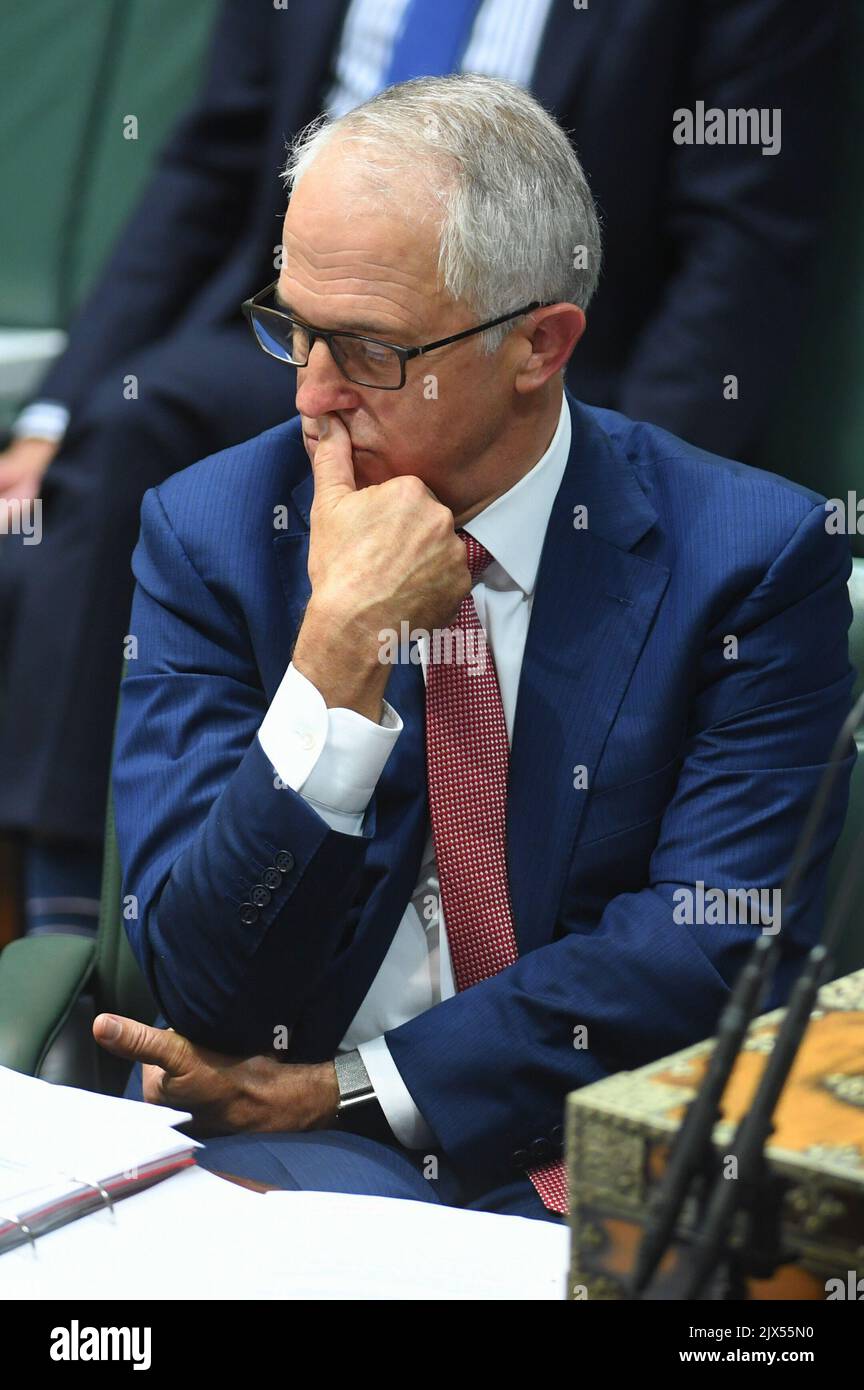 Australia's Prime Minister Malcolm Turnbull reacts during House of ...