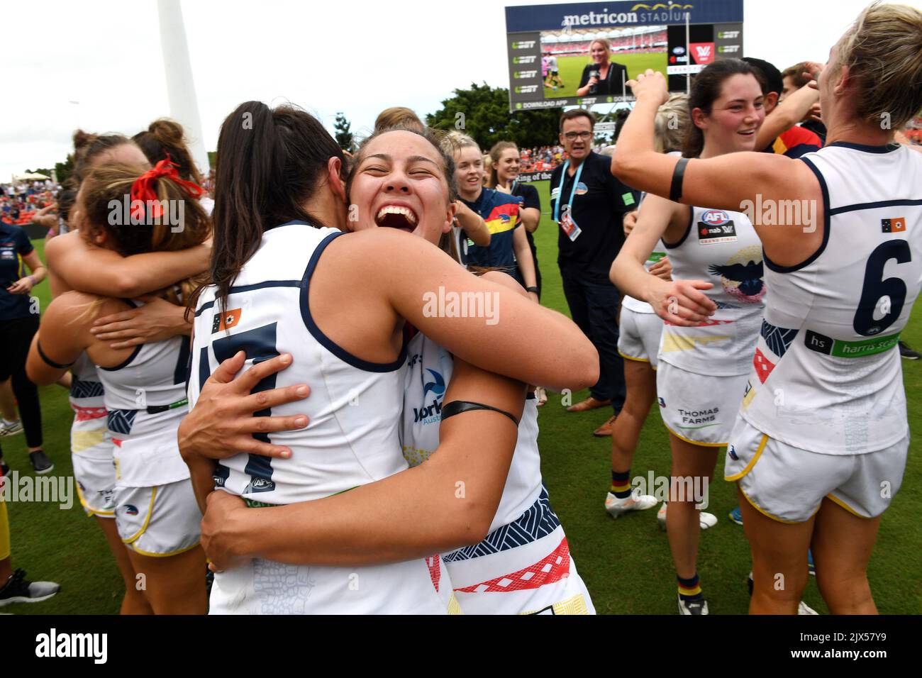 Adelaide Crows players celebrate winning the AFLW Grand Final game ...