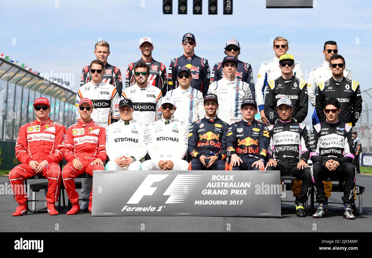 Drivers pose for photographs for the Formula 1 Drivers Photograph ...
