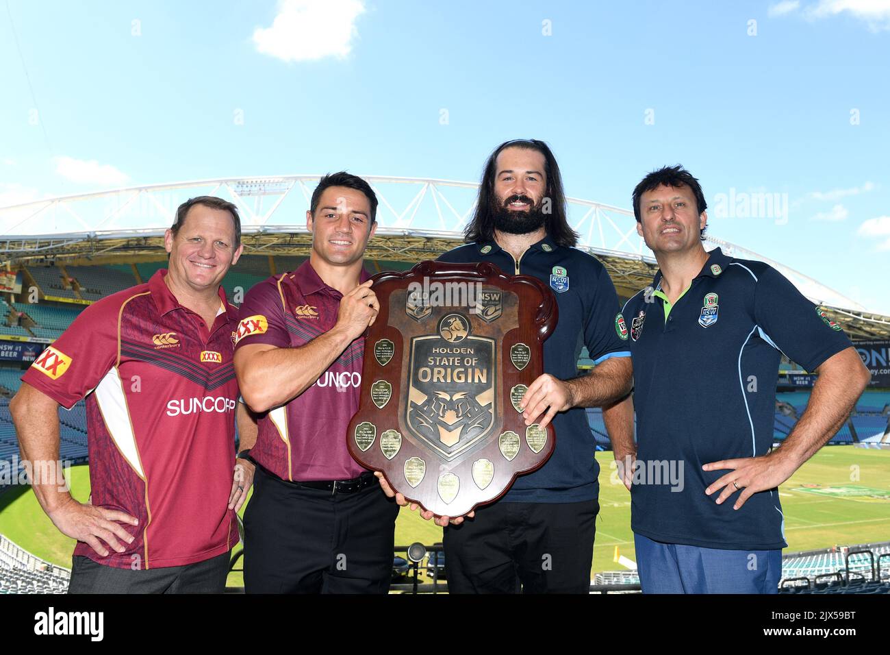 (L-R) Queensland Maroons coach Kevin Walters, QLD NRL player Cooper ...