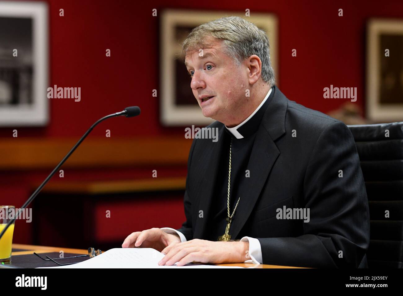The Catholic Archbishop of Sydney, Reverend Anthony Fisher, speaks at a ...
