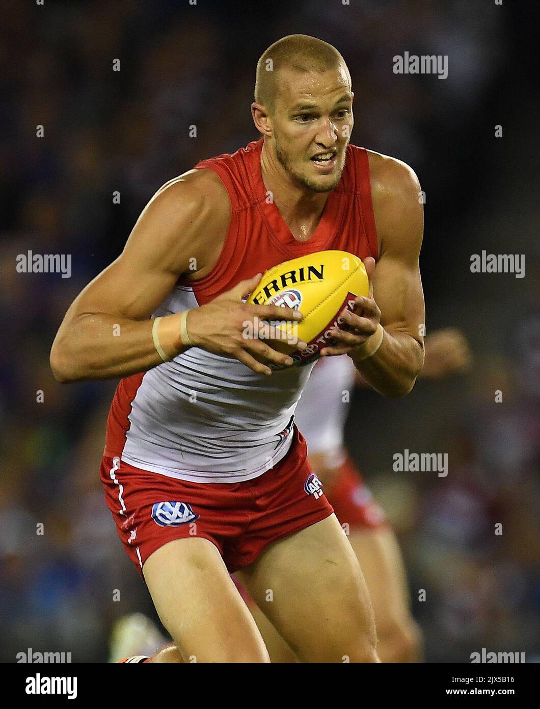 Sam Reid of the Swans is seen in action during the Round 2 AFL match ...