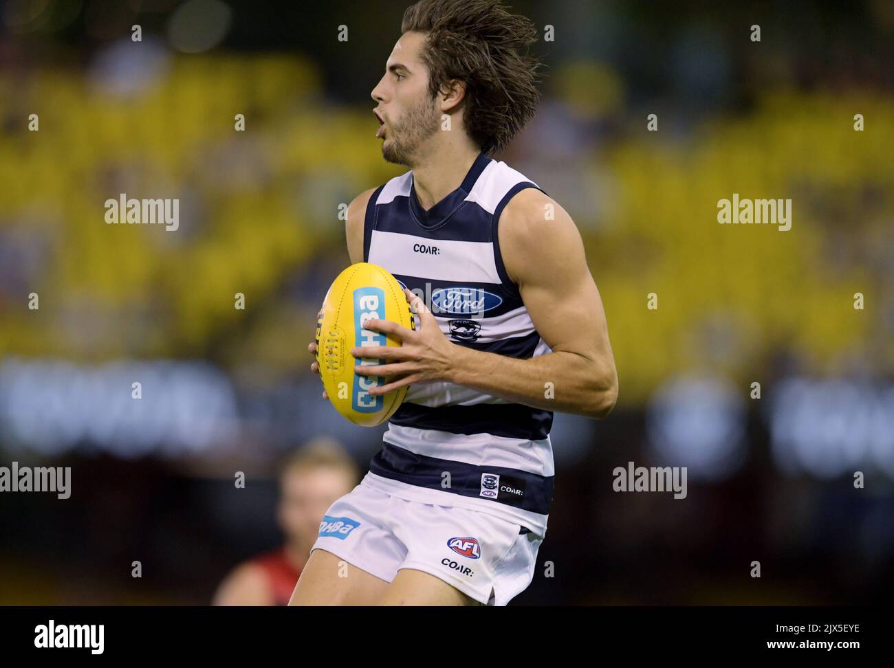 James Parsons of the Cats takes a mark during the Round 3 AFL match ...