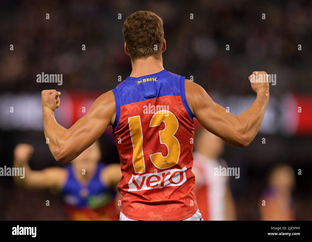 Jarrod Berry of the Lions scores a goal during the Round 3 AFL match ...