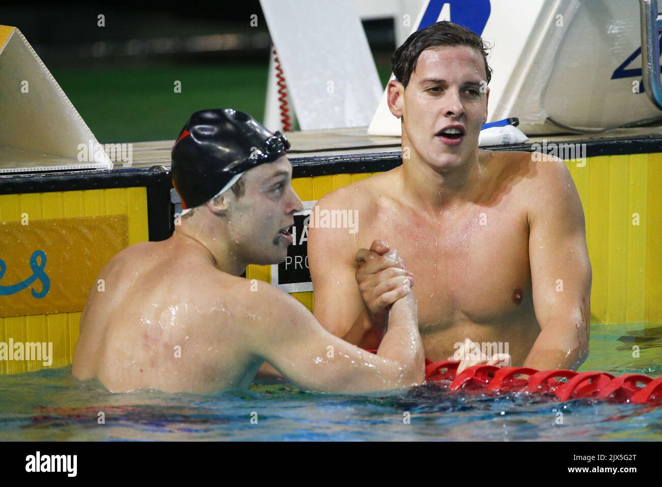 Mitch Larkin(right) winner of the 200m backstroke final is ...