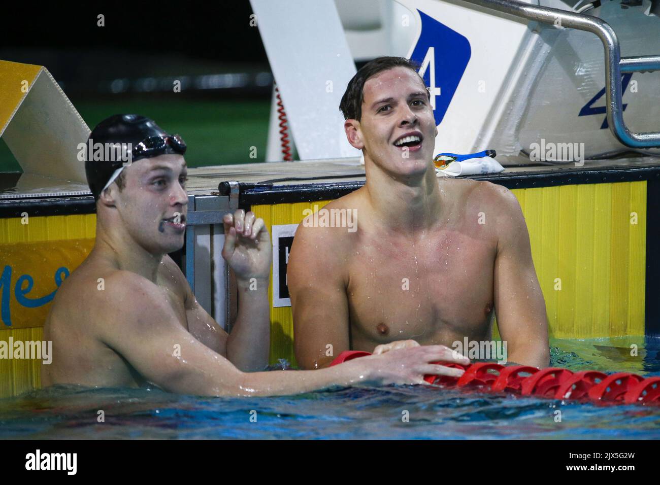 Mitch Larkin(right) winner of the 200m backstroke final is ...