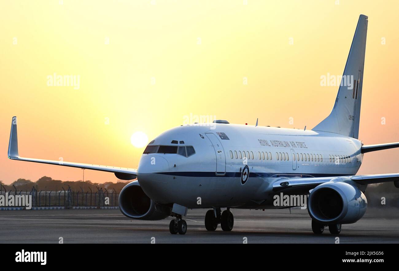 Australia's Prime Minister Malcolm Turnbull's jet arrives at Indira ...