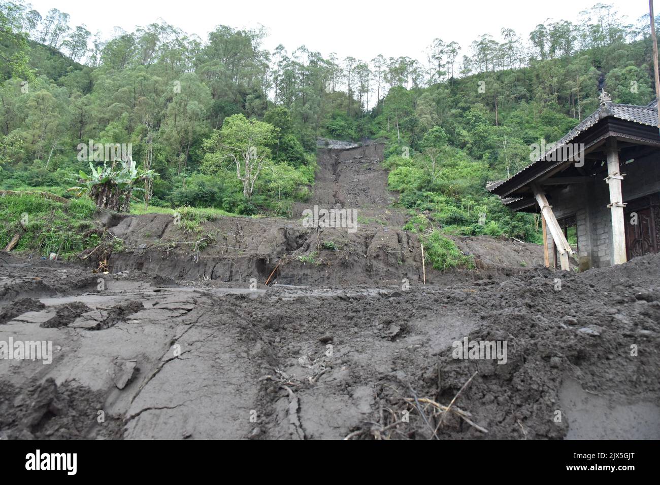 The site of the February landslide in Songan Village in northeast Bali ...