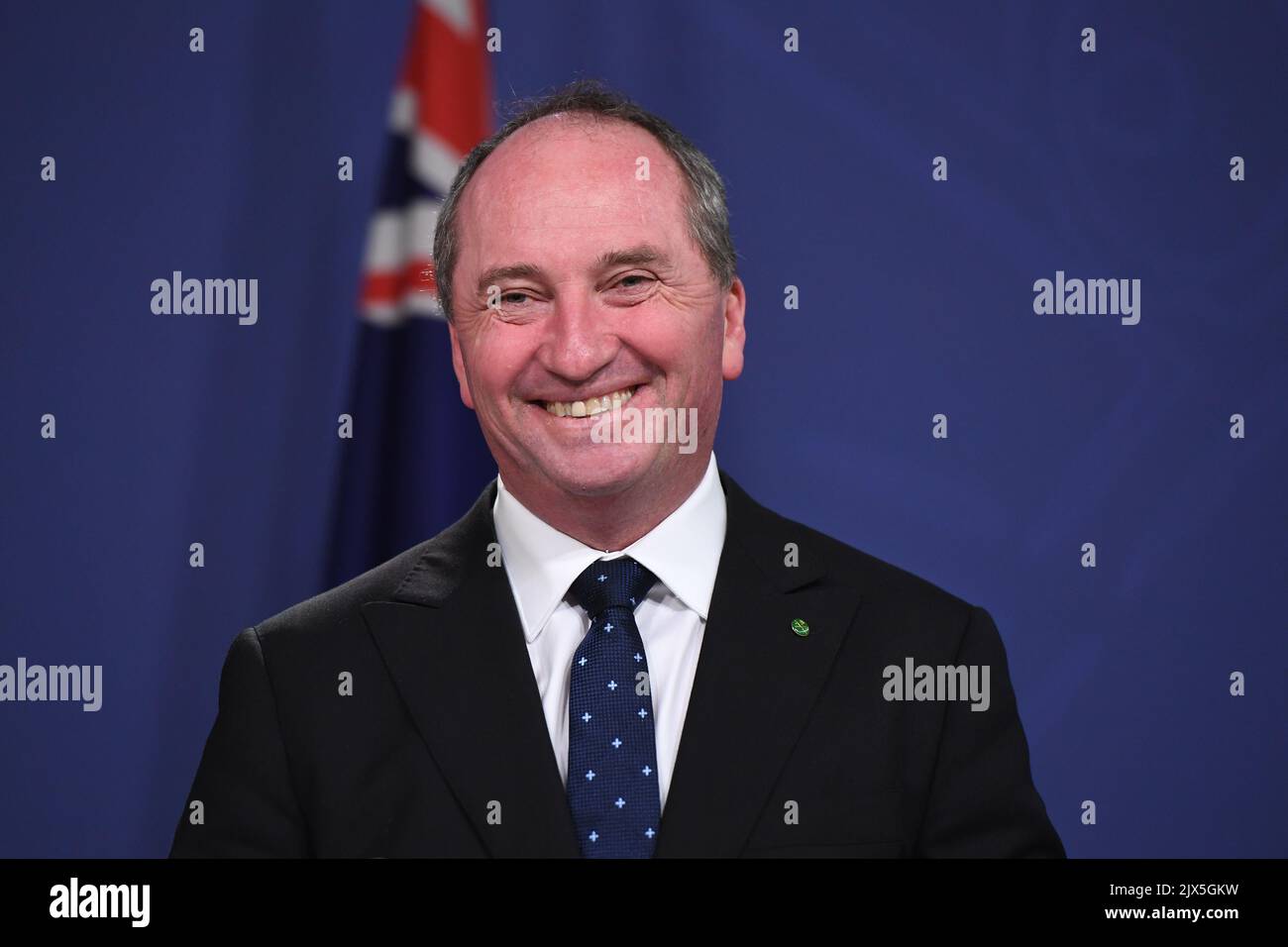 Acting Prime mInister Barnaby Joyce speaking at a press conference in ...
