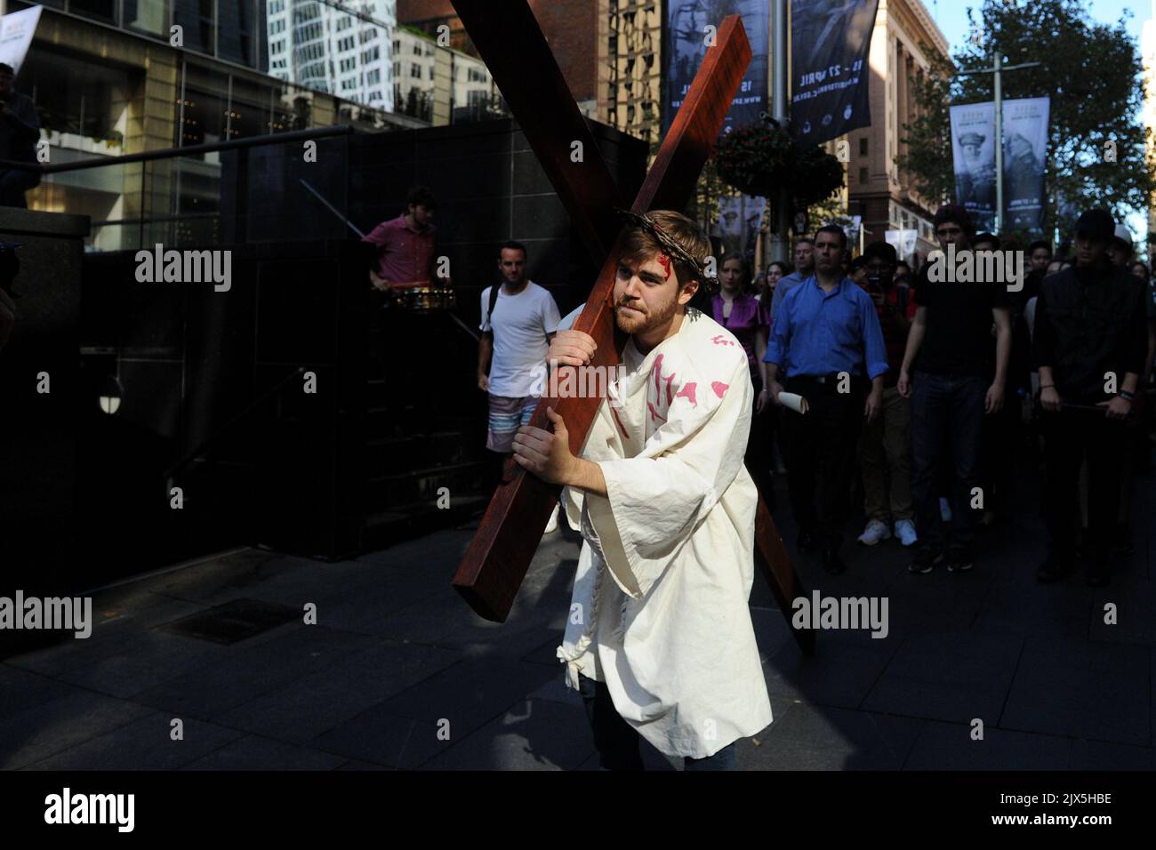 Performer Brendan Paul plays a part of Jesus Christ during a "Journey ...
