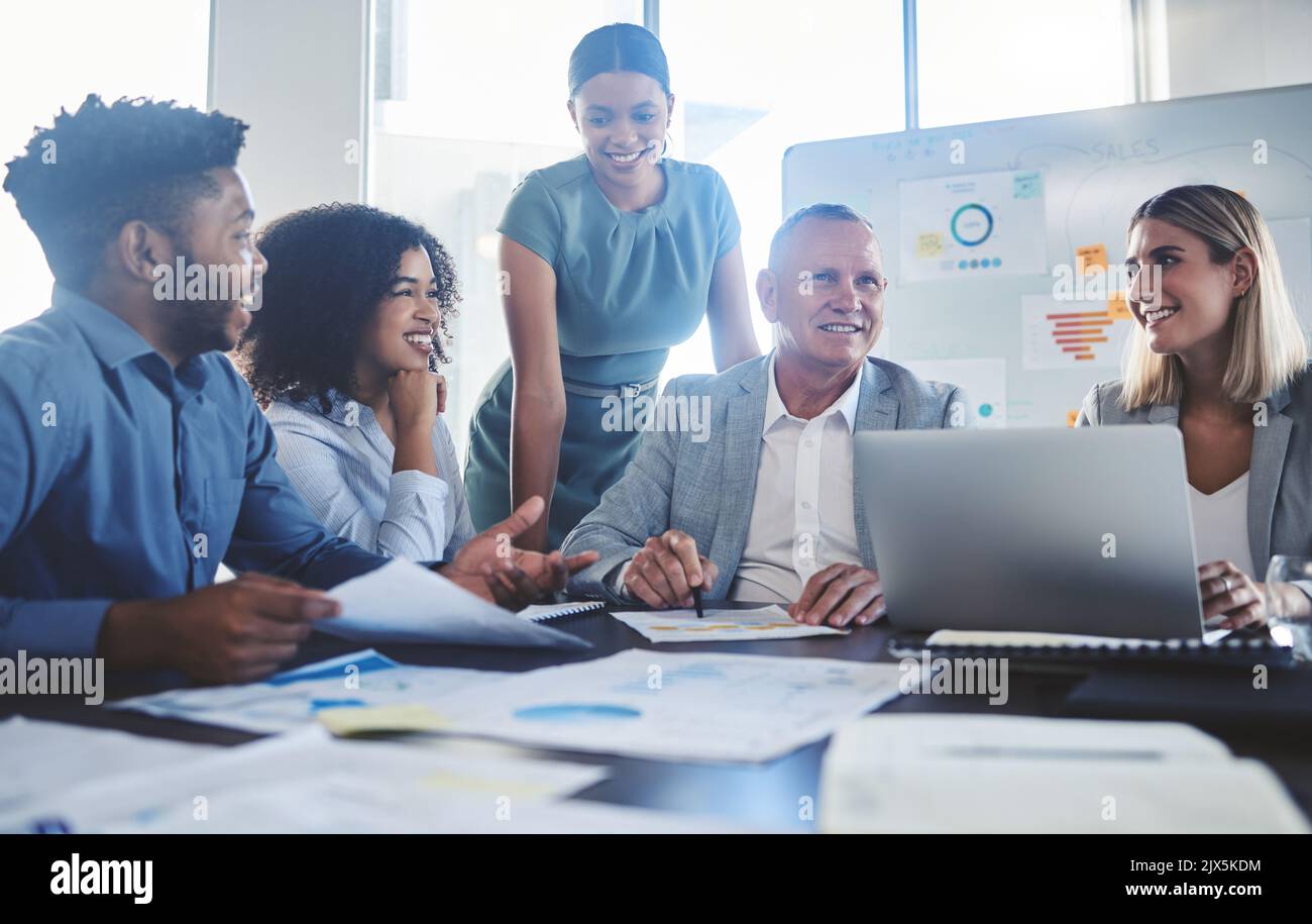 Business team report data to clients, present graphic information in ...