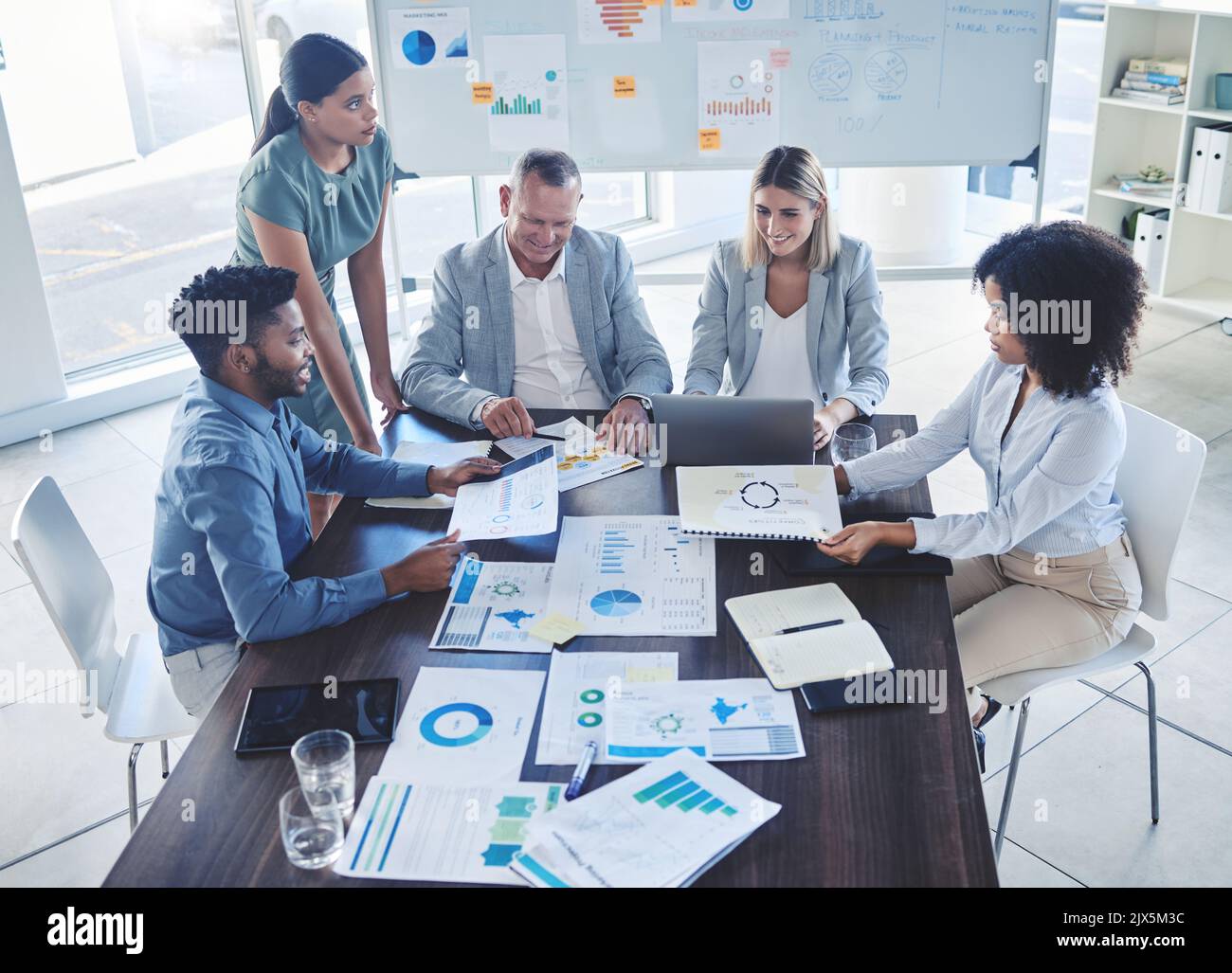 Marketing paperwork planning, business teamwork and branding meeting of ...