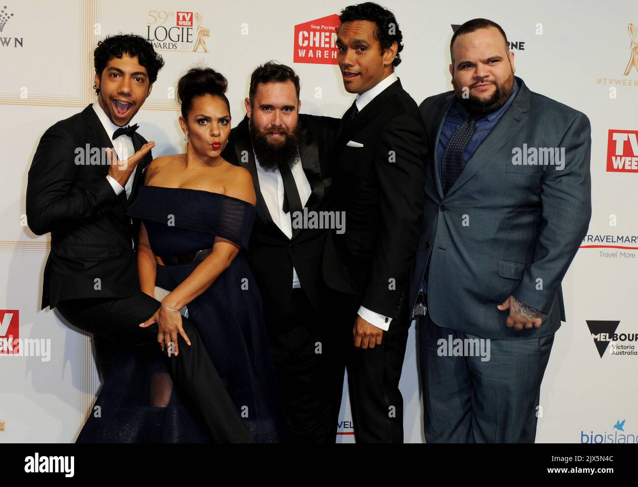 The cast of Cleverman (left to right) Australian actors Hunter Page ...
