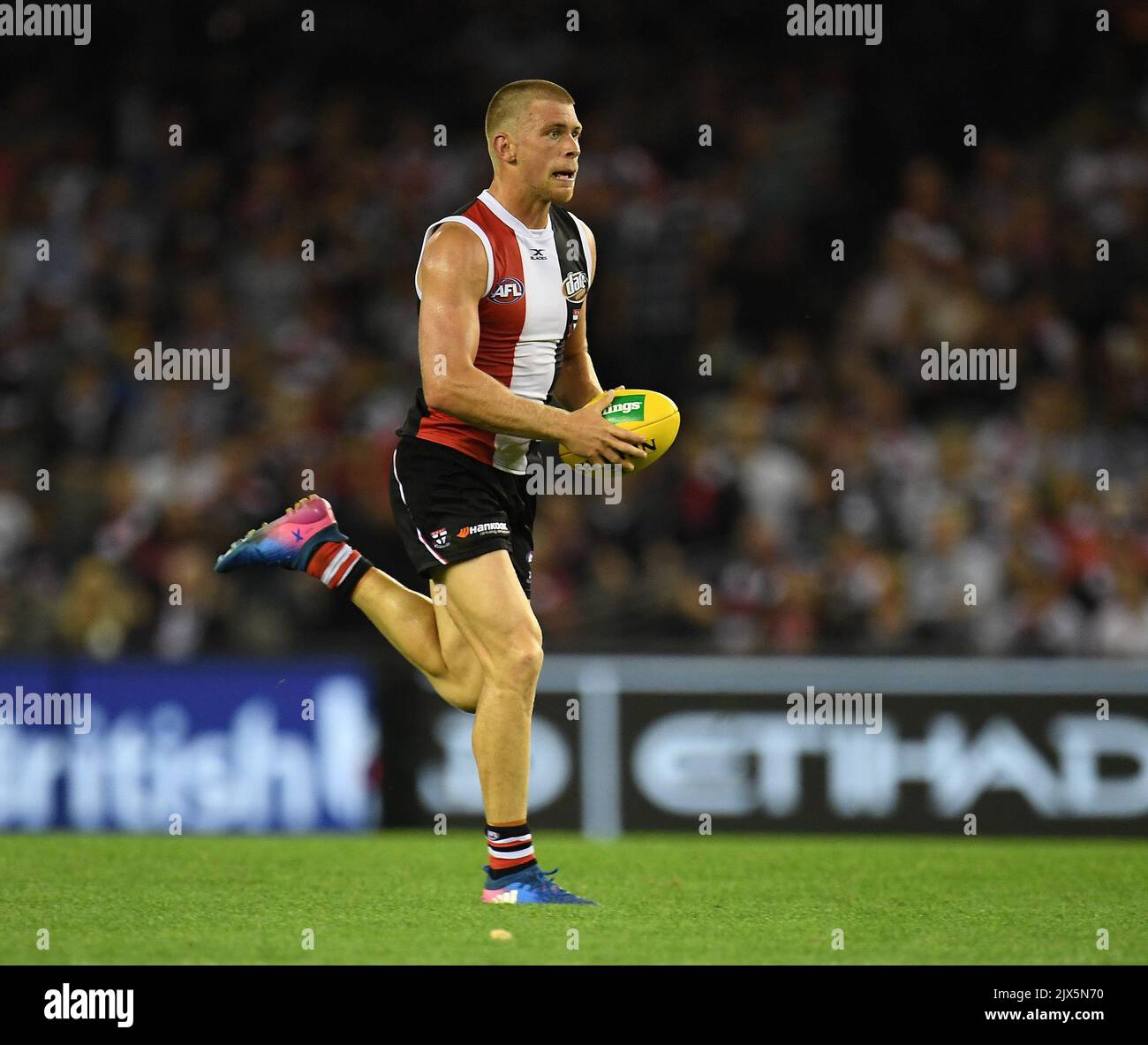 Sebastian Ross of the Saints is seen in action during the Round 5 AFL ...