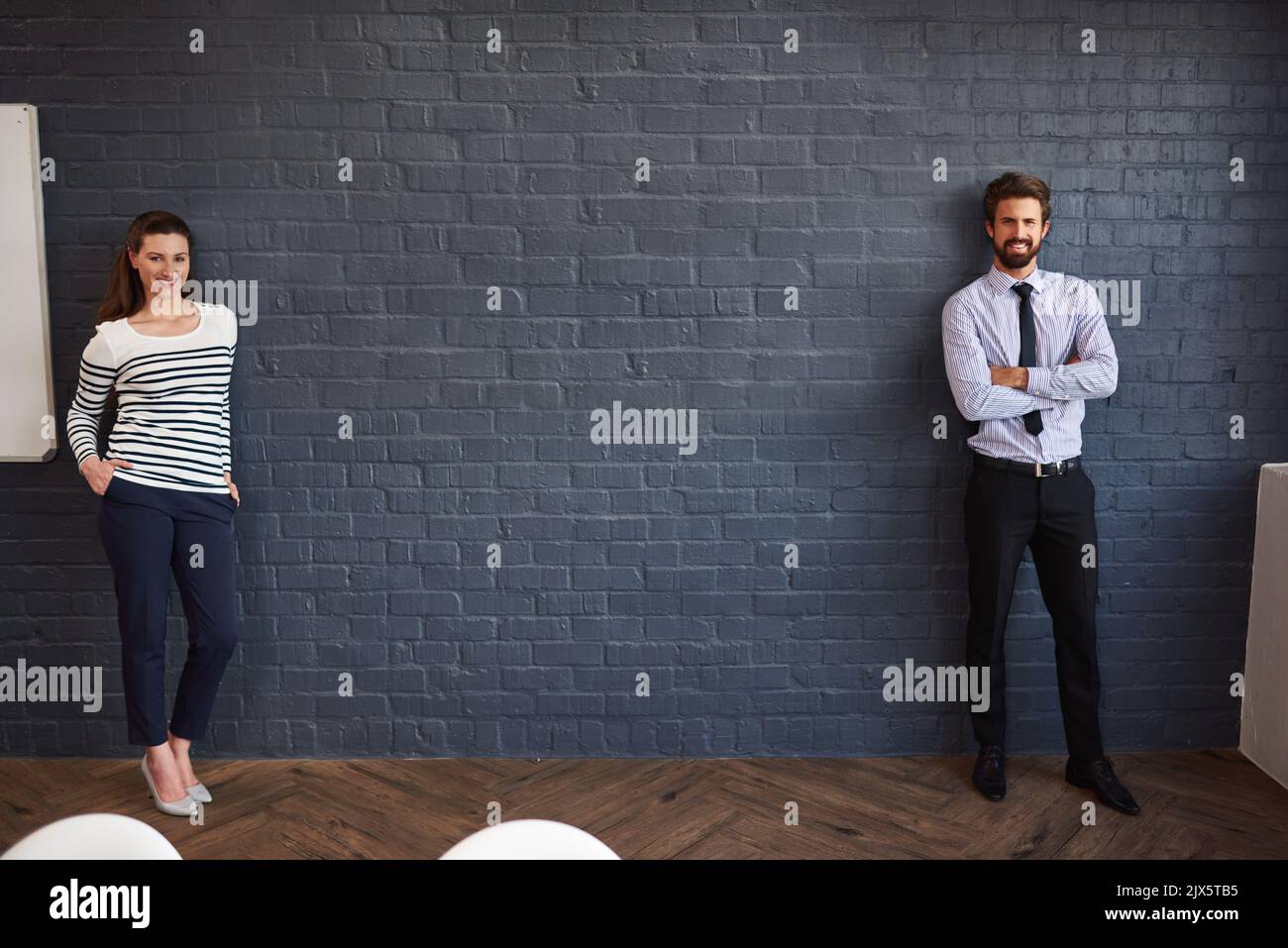 Were ready to give you a perfect presentation. Portrait of two young ...