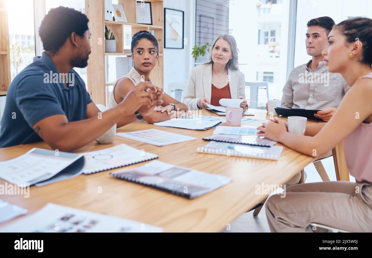 Teamwork, collaboration and planning with business people in a creative ...