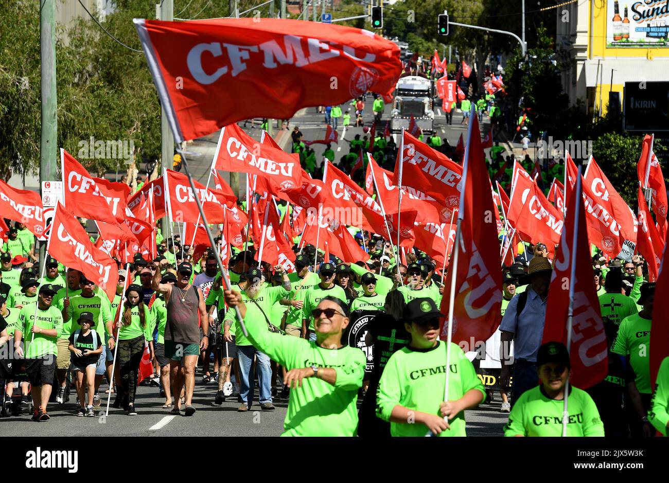 Members of Queensland Unions are seen during a Labour Day Parade in ...