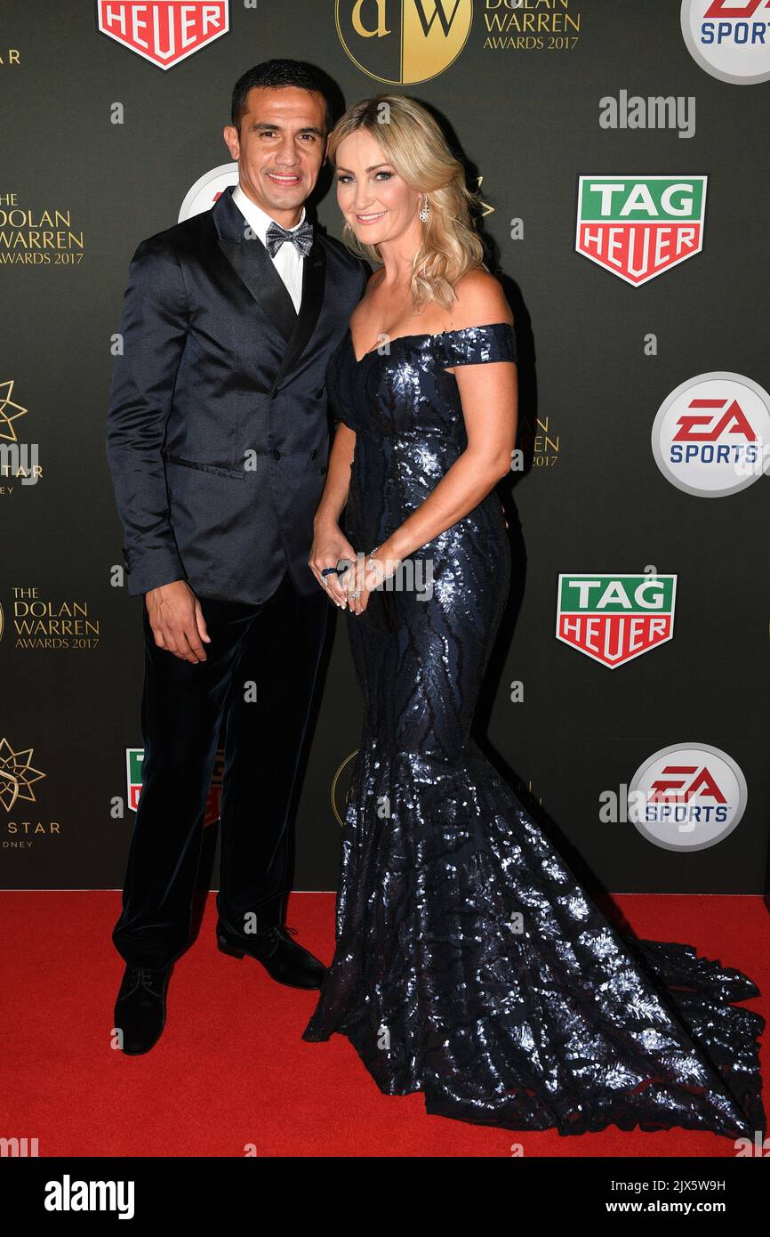A-League player Tim Cahill and wife Rebekah arrive for the Dolan Warren ...
