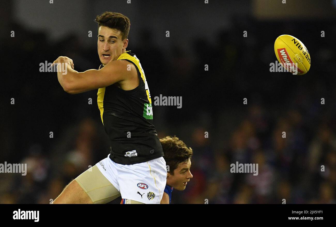 Ivan Soldo of the Tigers is seen in action during the Round 7 AFL match ...