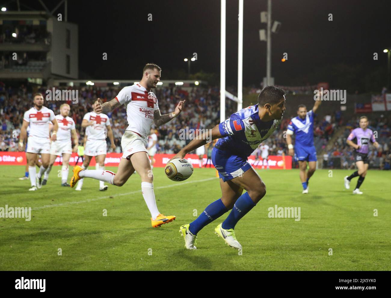 Anthony Milford of Samoa scores during the Pacific Test match between ...