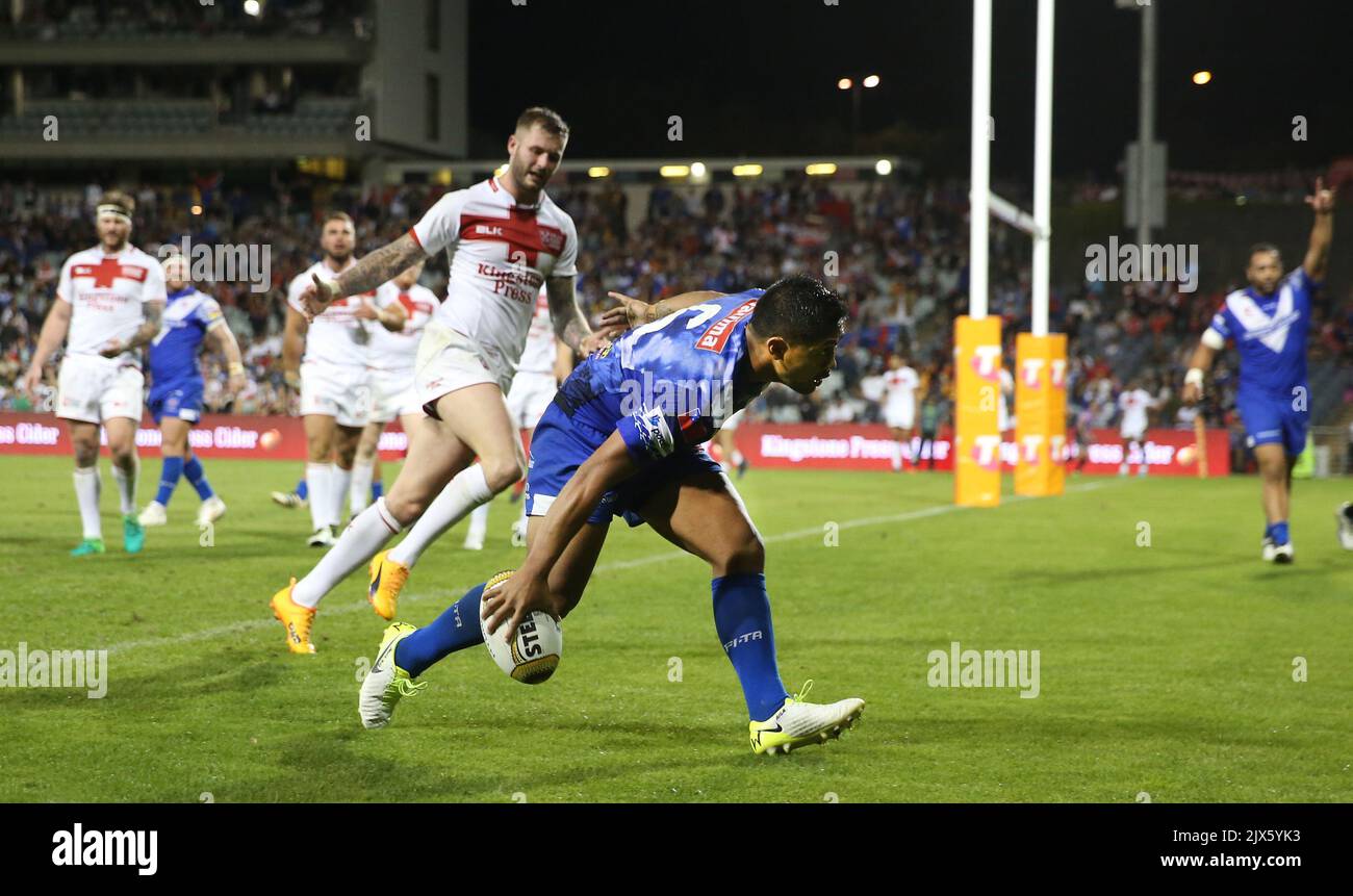 Anthony Milford of Samoa scores during the Pacific Test match between ...