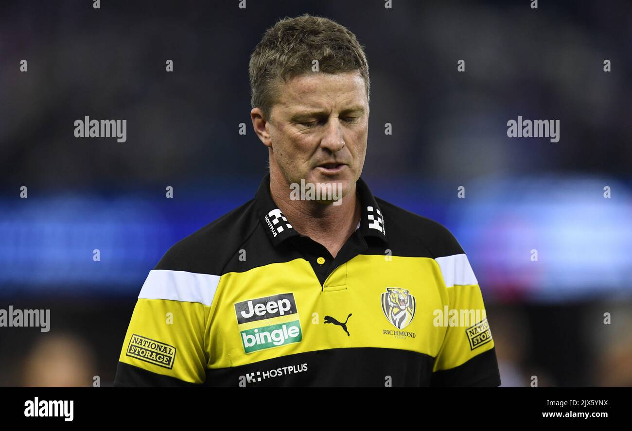 Coach of the Tigers Damien Hardwick is seen during the Round 7 AFL ...