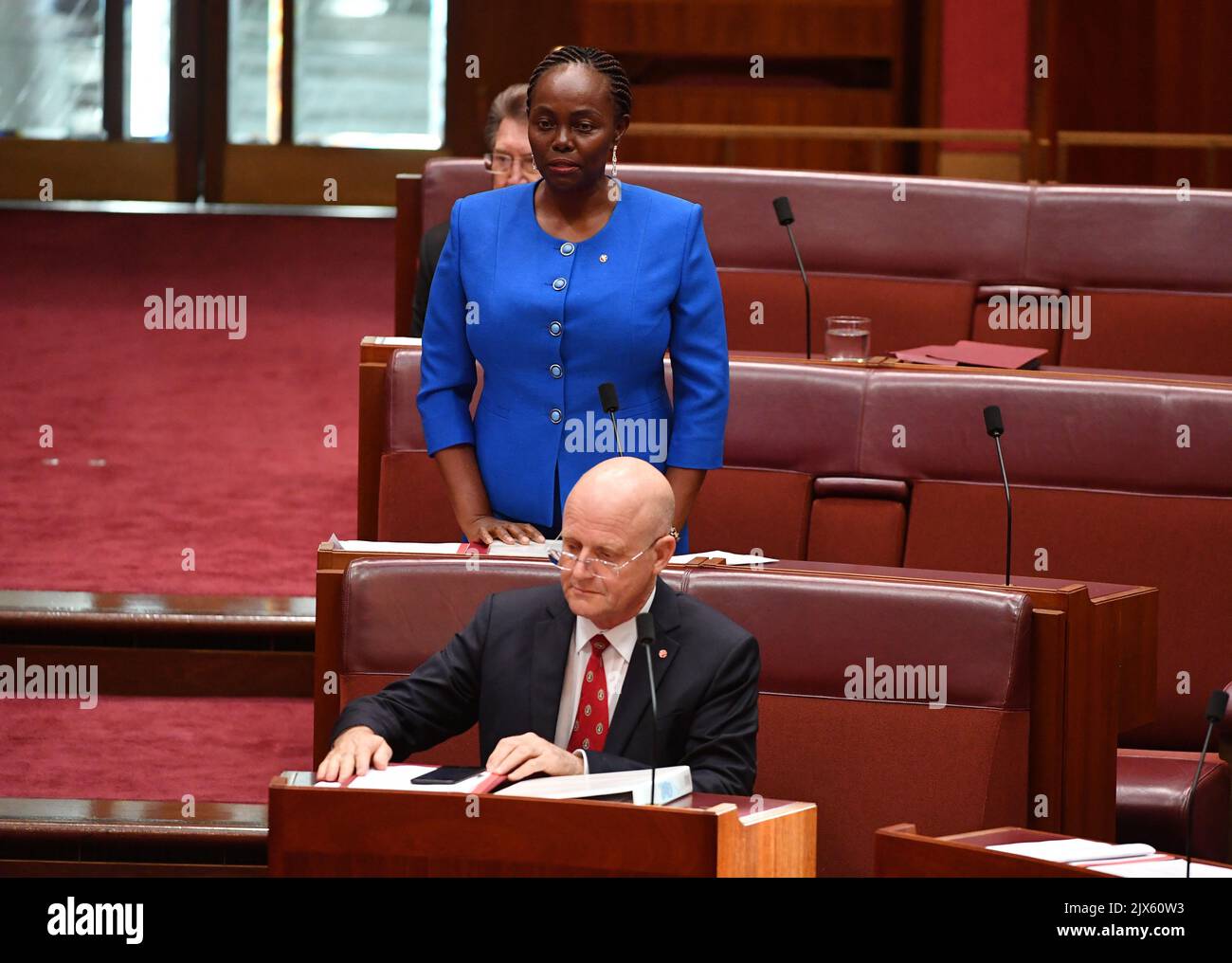 South Australian Senator Lucy Gichuhi takes her seat after being sworn ...