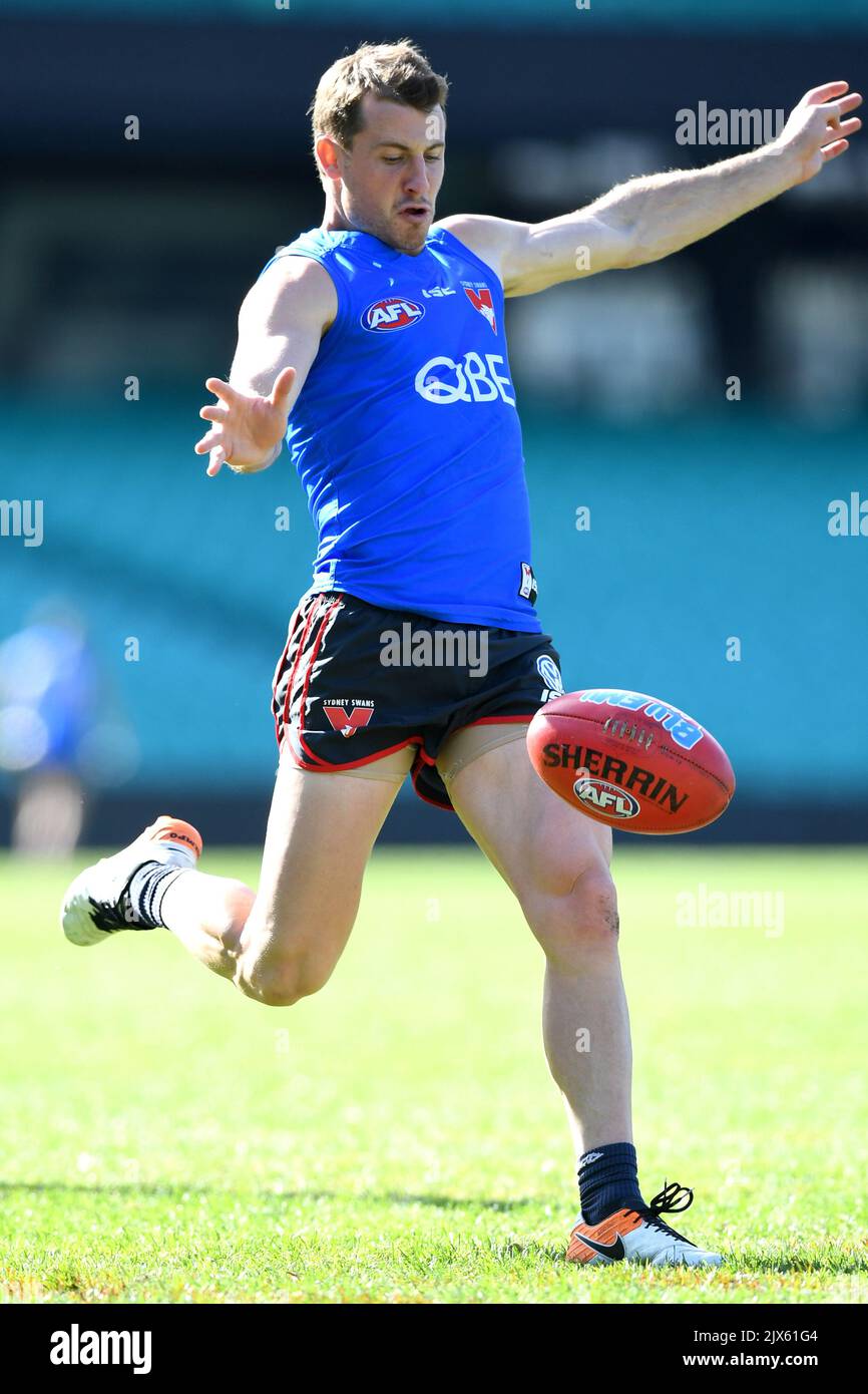 Sydney Swans AFL player Harry Cunningham during a team training session ...