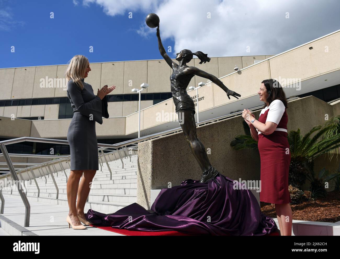 Former Australian and Firebirds Netball captain Laura Geitz (left) and ...