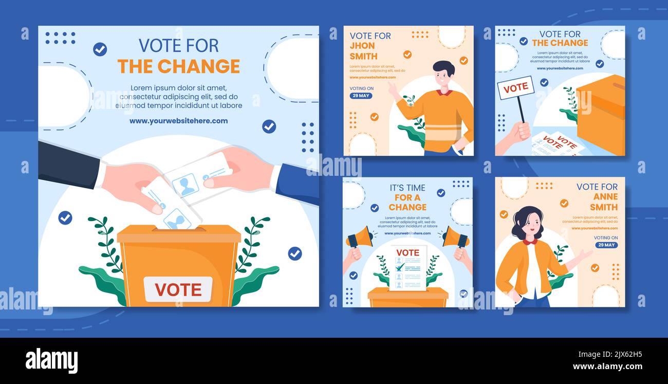 Election Day Political Social Media Post Template Hand Drawn Cartoon ...