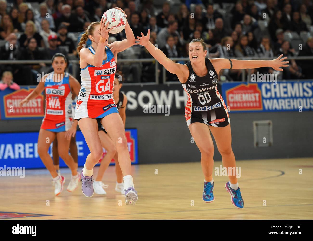 NSW Swifts Helen Housby out mans Collingwood Magpies Micaela Wilson ...