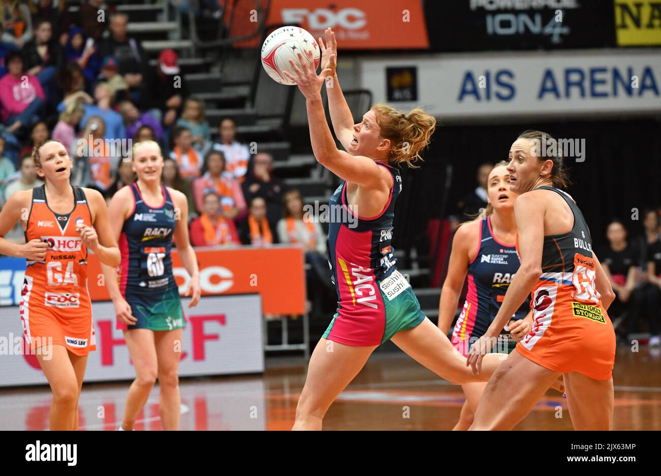 Vixens goal attack Tegan Philip in action during the Round 12 Super ...