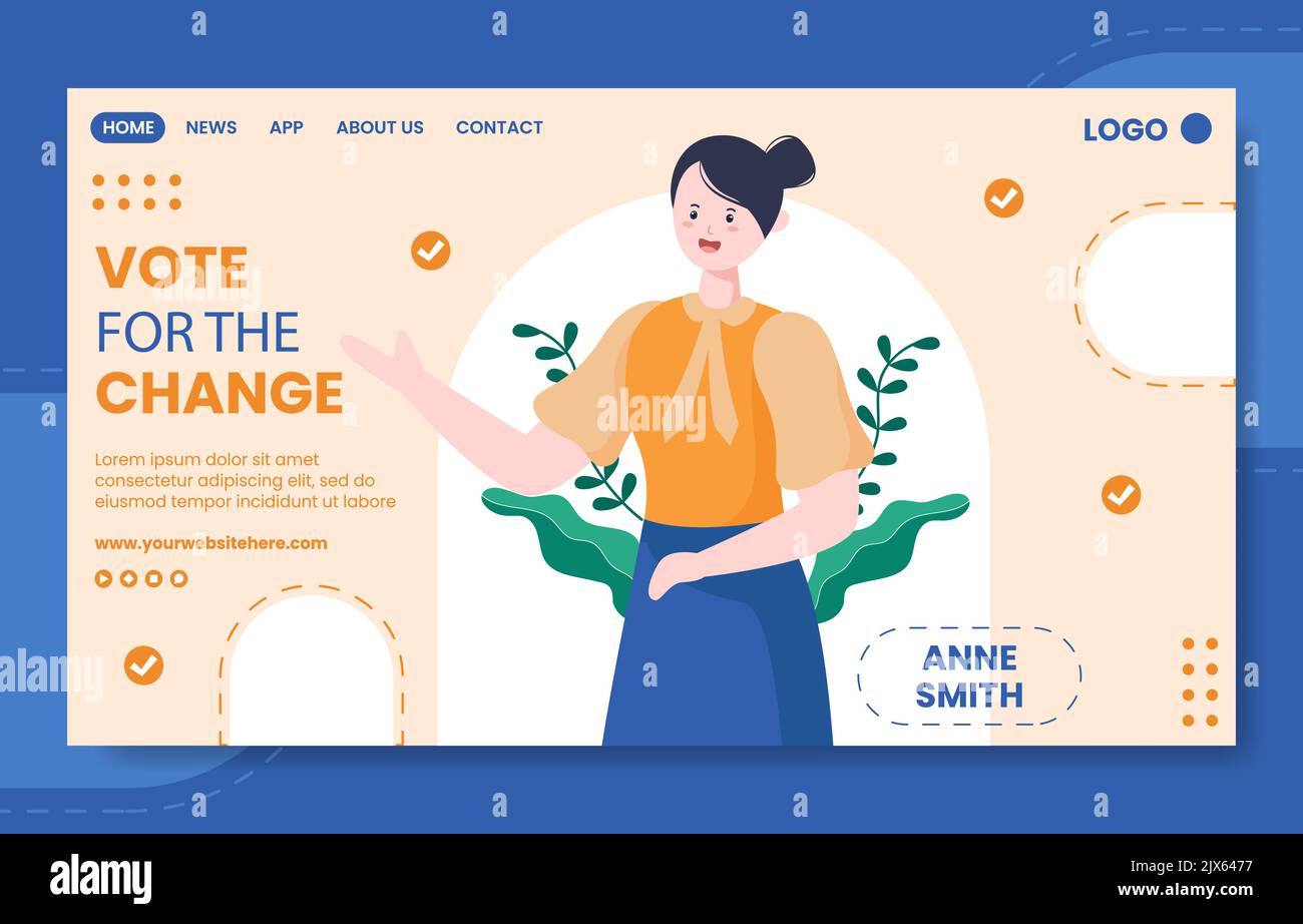 Election Day Political Social Media Landing Page Template Hand Drawn ...