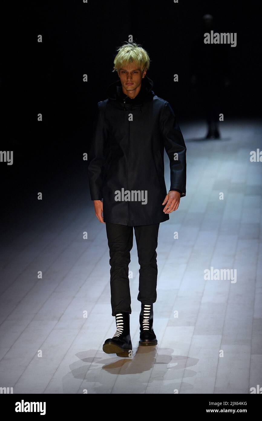 Australian model Jordan Barrett walks the runway wearing creations by ...