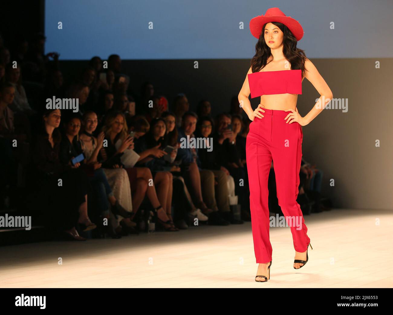 A model wears a creation by Sarah Hope Schofield during the St George ...